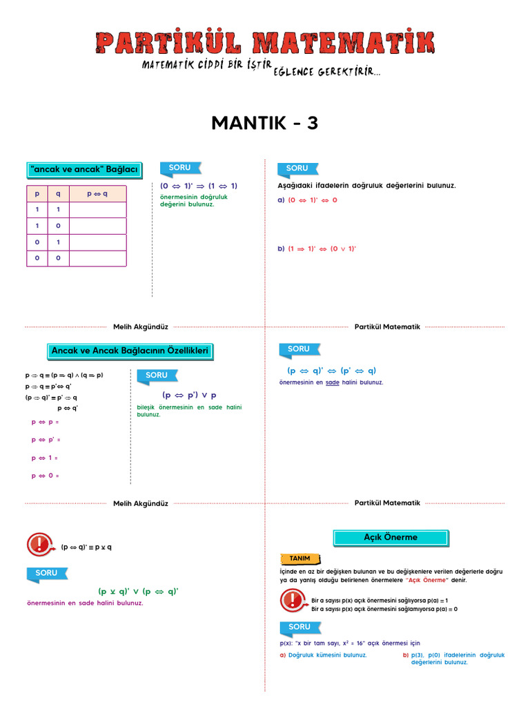 Mantik - 3: "Ancak Ve Ancak" Bağlacı | PDF