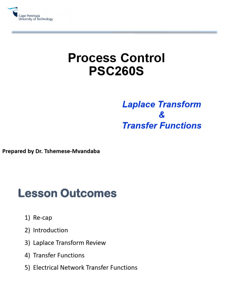 2023 LESSON 2_Laplace Transform and Transfer Functions.v1 | PDF ...