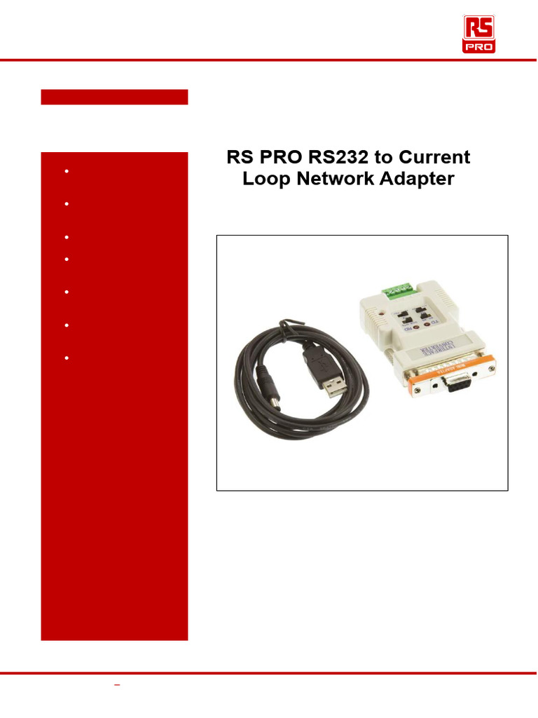 RS PRO RS232 To Current Loop Network Adapter: Features | PDF ...