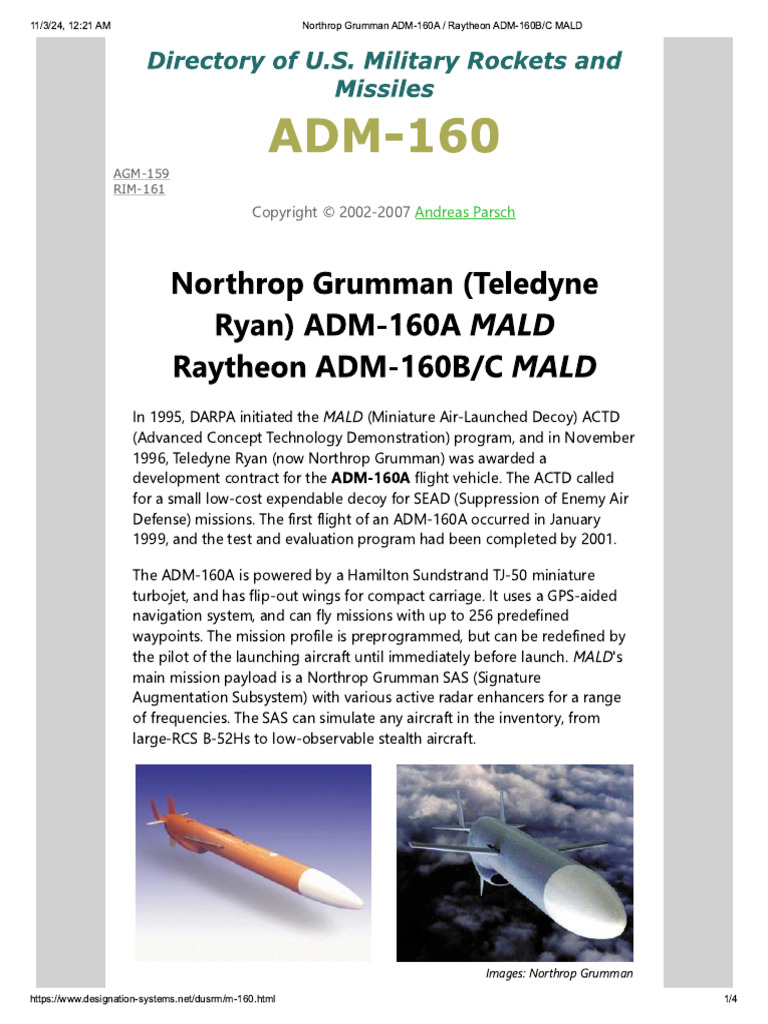 Northrop Grumman ADM-160A - Raytheon ADM-160B - C MALD | PDF
