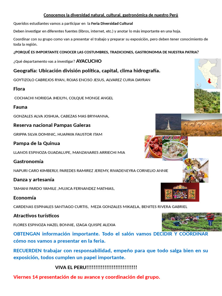 Feria Escolar: Diversidad Cultural Peruana | PDF | Ciencias sociales