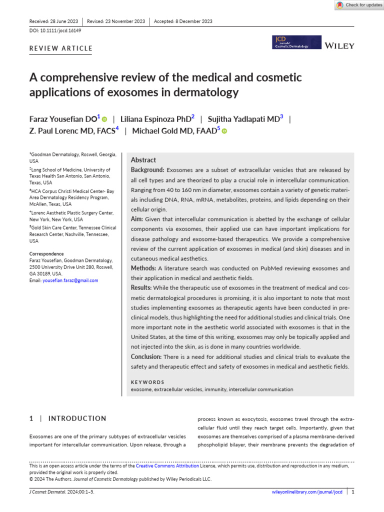 Comprehensive Review of The Medical and Cosmetic Applications of ...