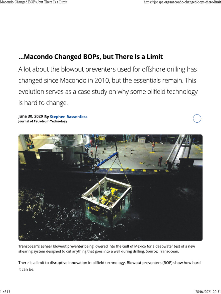 Macondo Change BOPs | PDF | Games & Activities