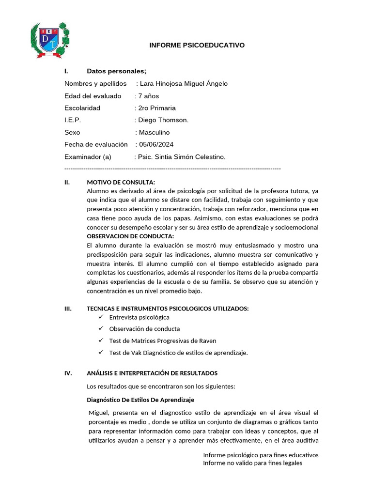 Lara Hinojosa Miguel Ángelo | PDF | Aprendizaje | Sicología