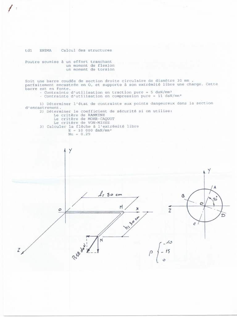 ENSMA A2 Mecanique Des Structures TD1 | PDF