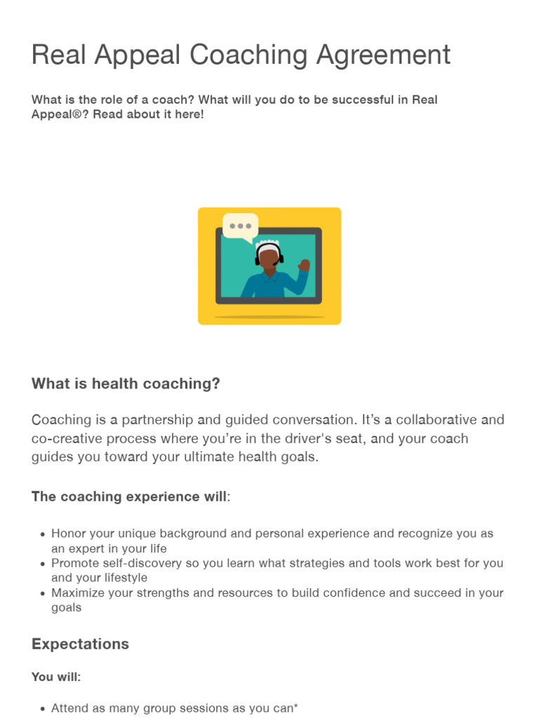 3 Real Appeal Coaching Agreement | PDF