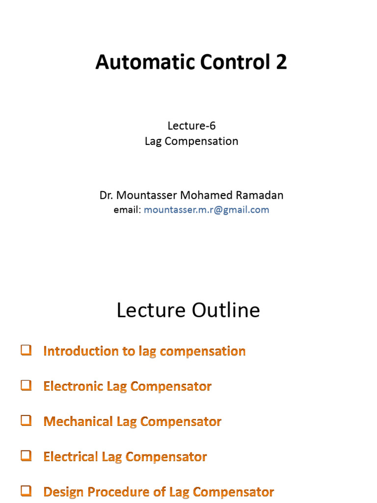Lag Compensation Techniques | PDF | Electricity | Control Theory