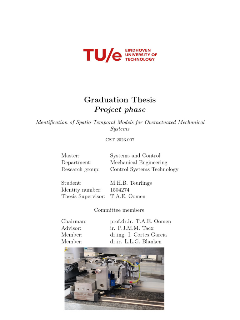 Thesis - Identification of Spatio-Temporal Models For Overactuated Mechanical Systems | PDF ...