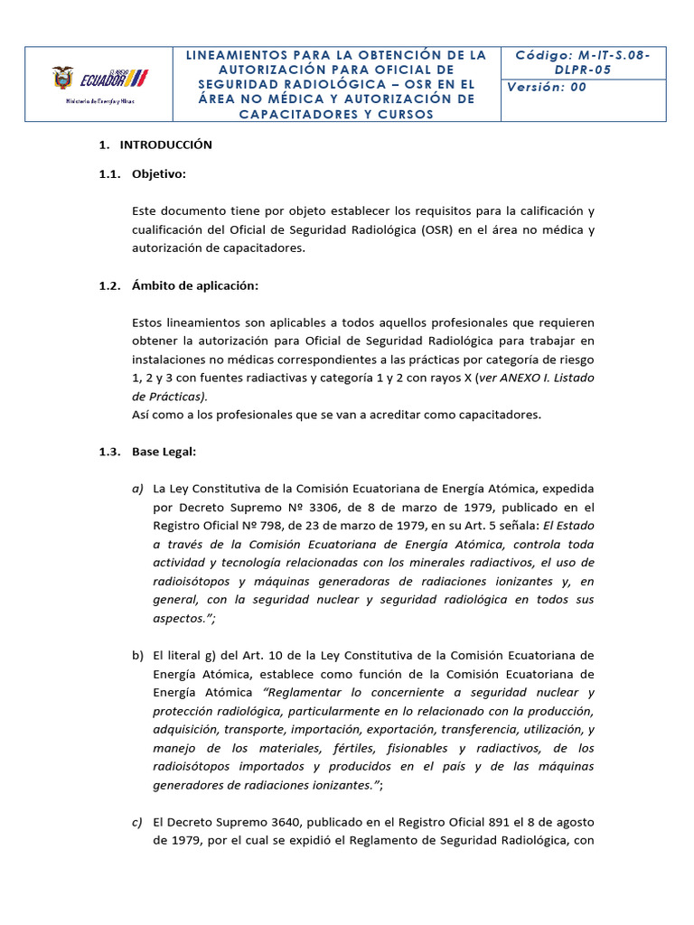Lineamientos Osr Área No Médica Aprobado | PDF | Radiología | Radiación