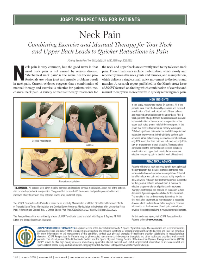 2013 Neck Pain Combining Exercise and Manual Therapy for Your Neck and ...