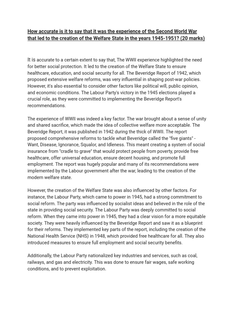 WWII's Role in 1945 Welfare State | PDF | Welfare State | Welfare