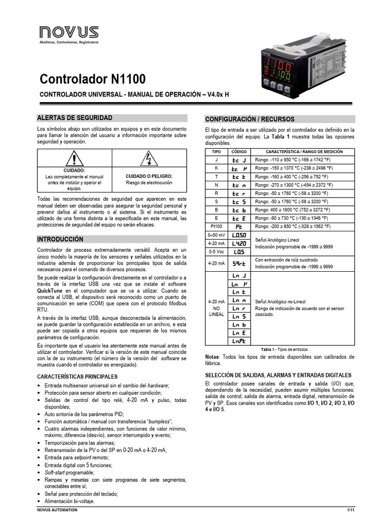 Controlador N1100: Manual y Configuración | PDF | USB | Ingenieria ...
