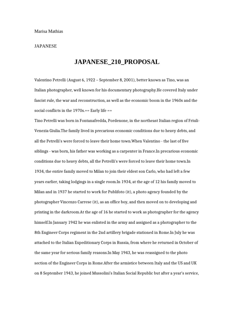 JAPANESE_210_PROPOSAL | PDF | Italy