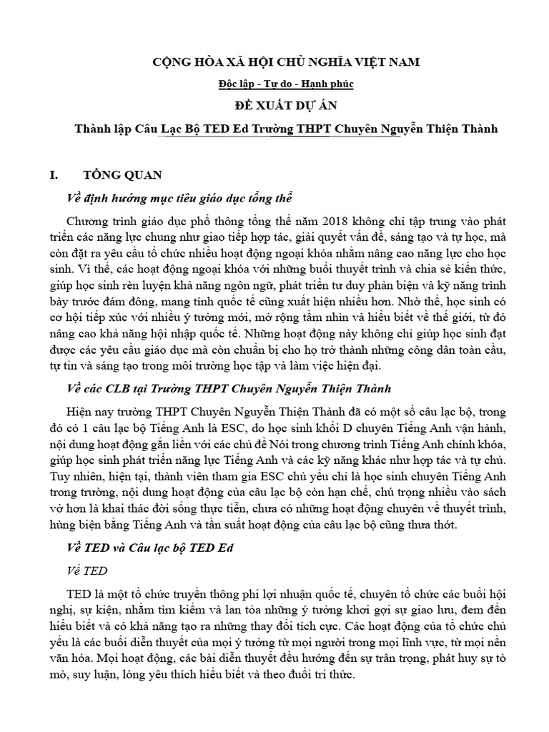 Đề Án Clb Ted Ed Ntt | PDF