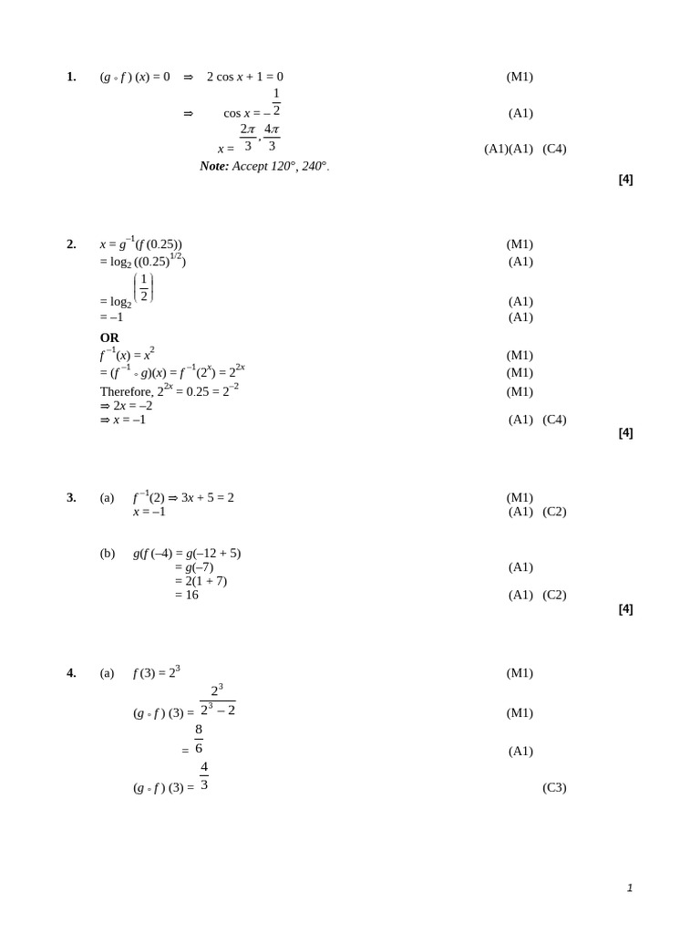 IB Solutions Domain Range Composite and Inverse | PDF
