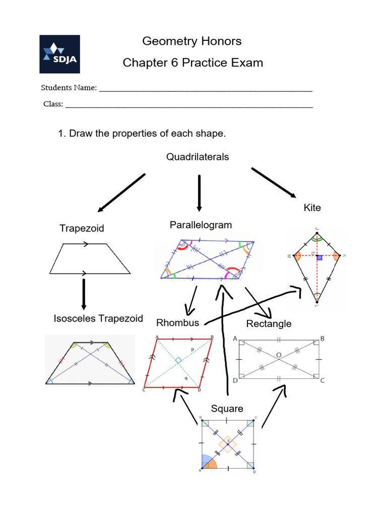 ANSWERS Practice Exam Chapter 6 Geometry Honors | PDF | Rectangle ...