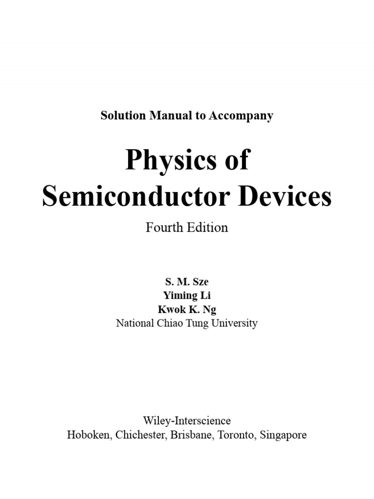 Solutions Manual For Physics of Semiconductor Devices 4th Edition by ...