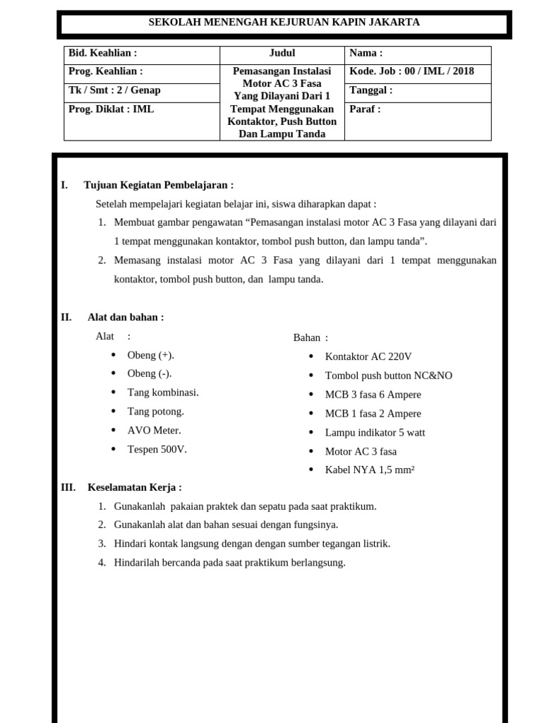 Job Sheet Motor Kls Xi SMT 1 | PDF