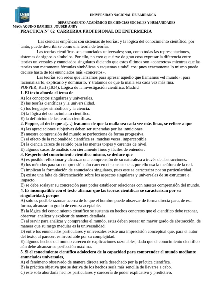 Pract 02 Tipol Text Lect | PDF | Teoría | Conocimiento