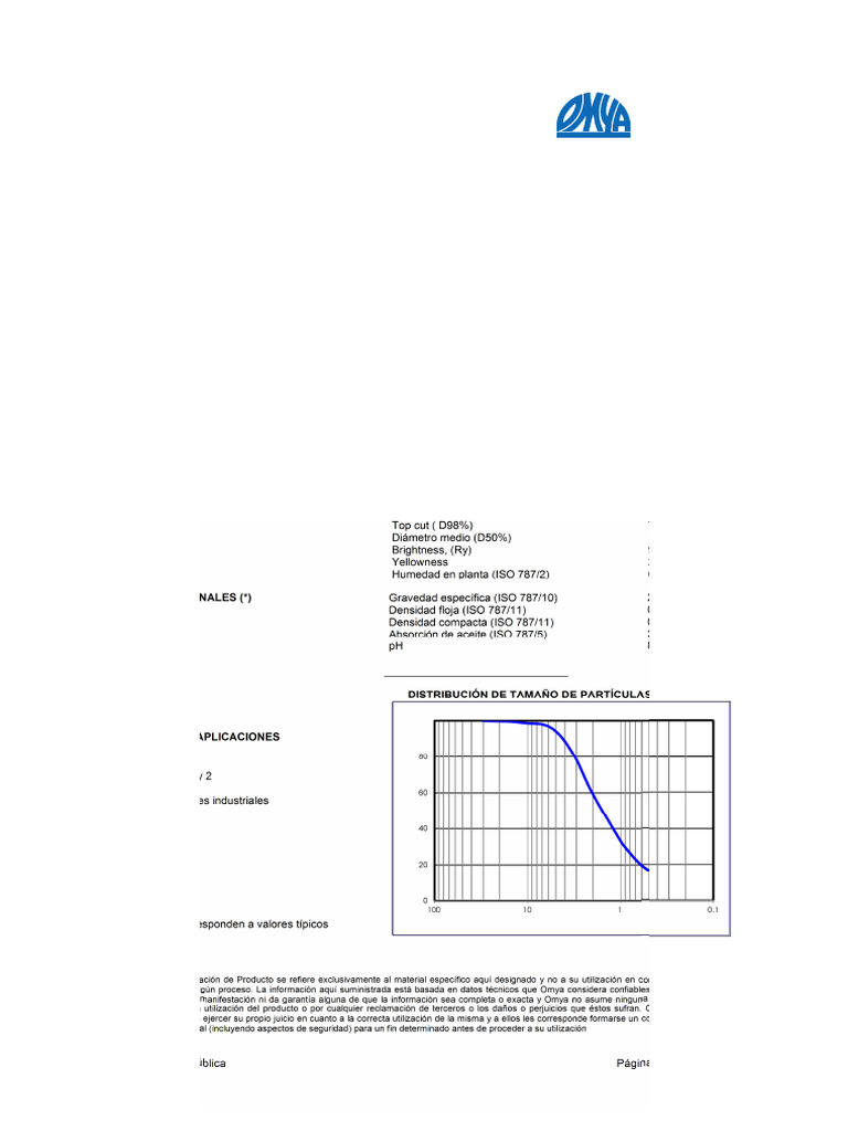 FICHA TECNICA Omyacarb 1 CG 1 | PDF
