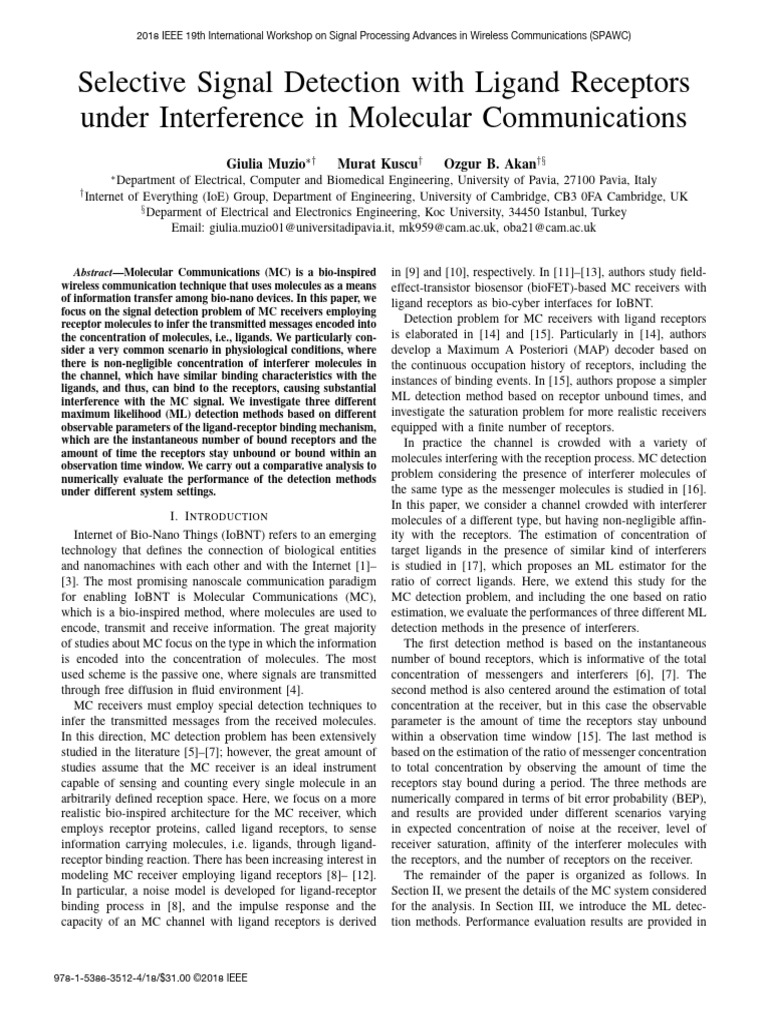 2 - 2018 - Selective Signal Detection With Ligand Receptors Under Interference in Molecular ...