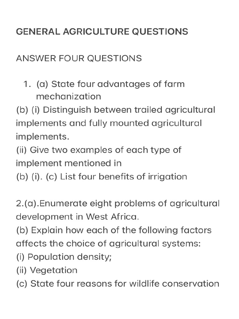 General Agriculture Questions | PDF