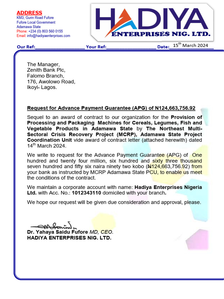 APG REQUEST LETTER 124M | PDF