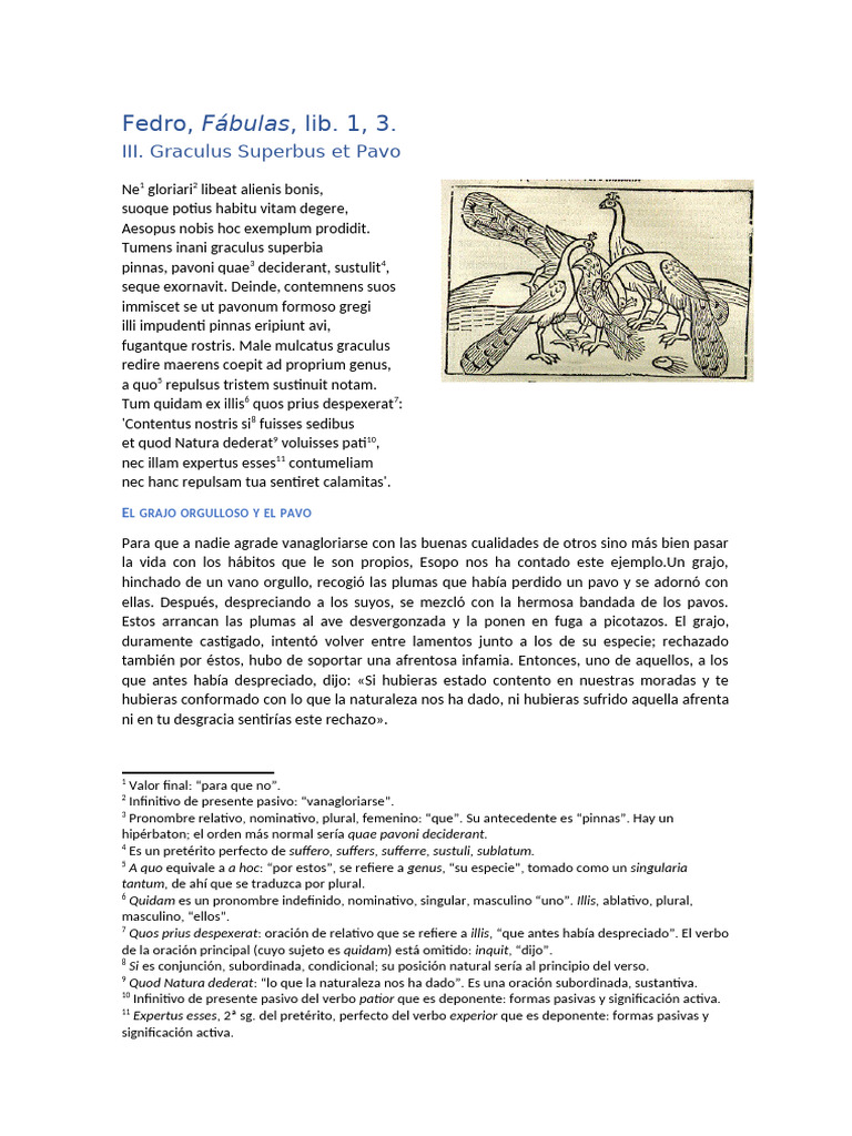 Fedro, Fábulas de Esopo, Lib. 1, 3-7 | PDF | Mecánica del lenguaje ...
