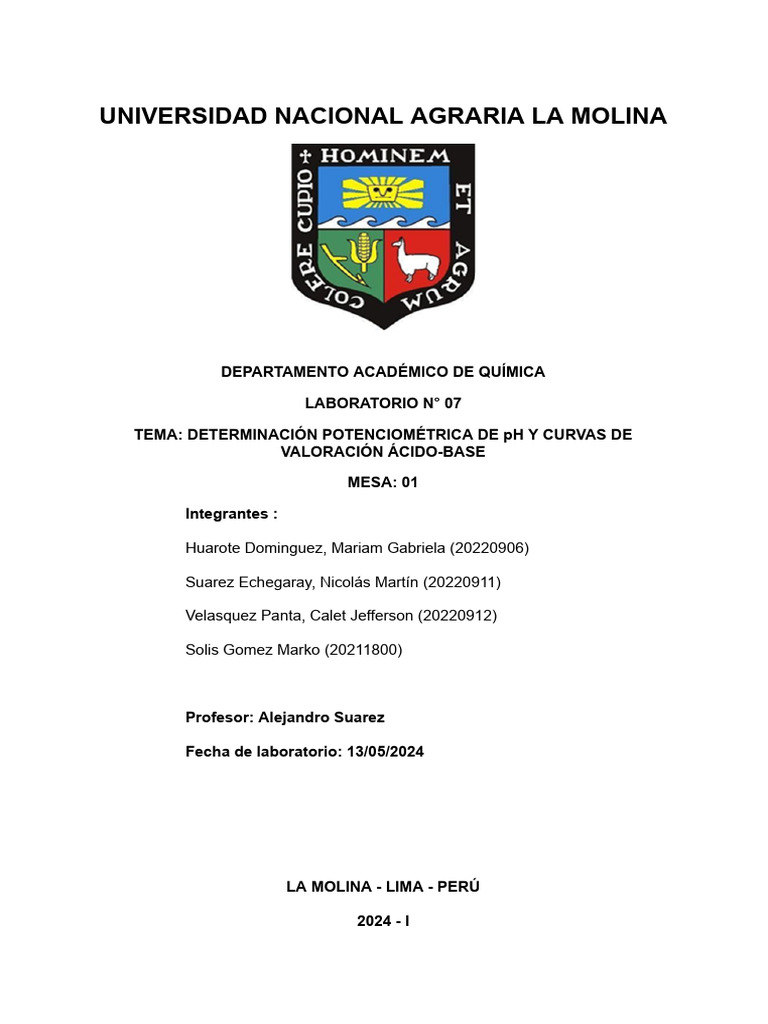 Informe 7 | PDF | Ph | Redox