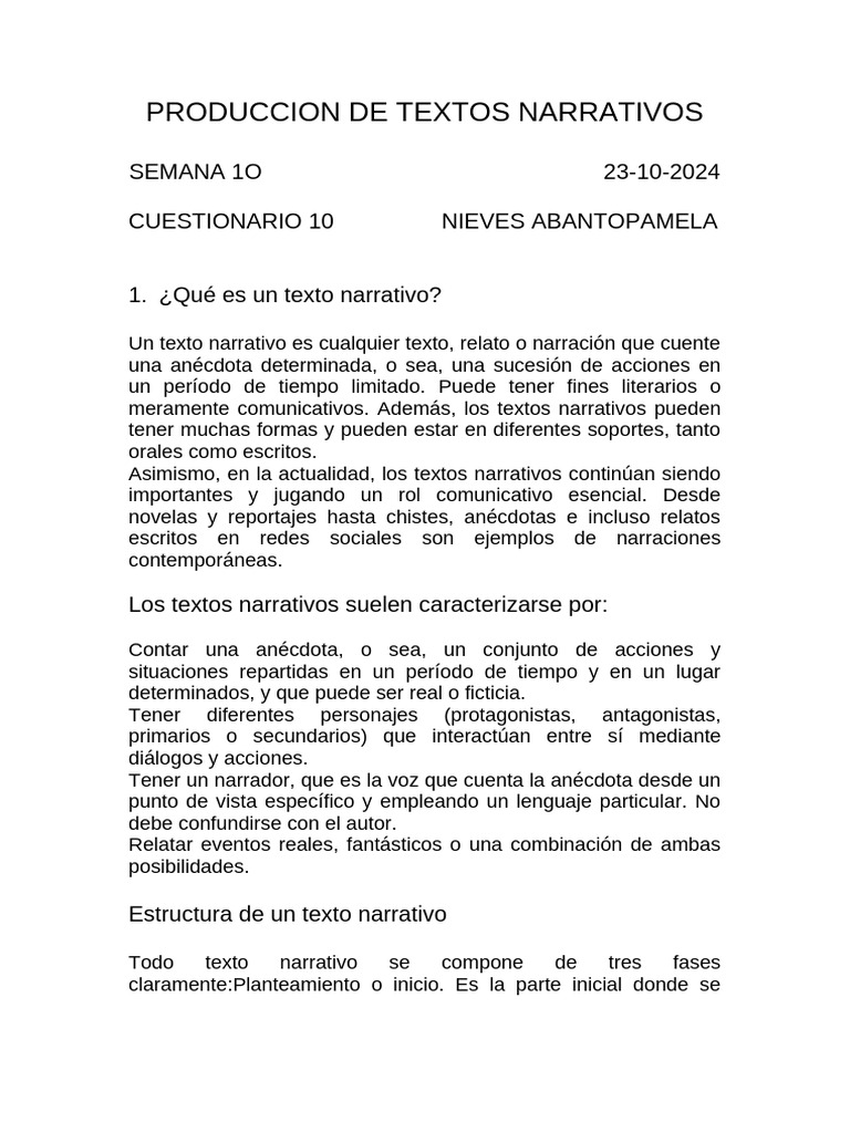 Guía Completa de Textos Narrativos | PDF | Narración