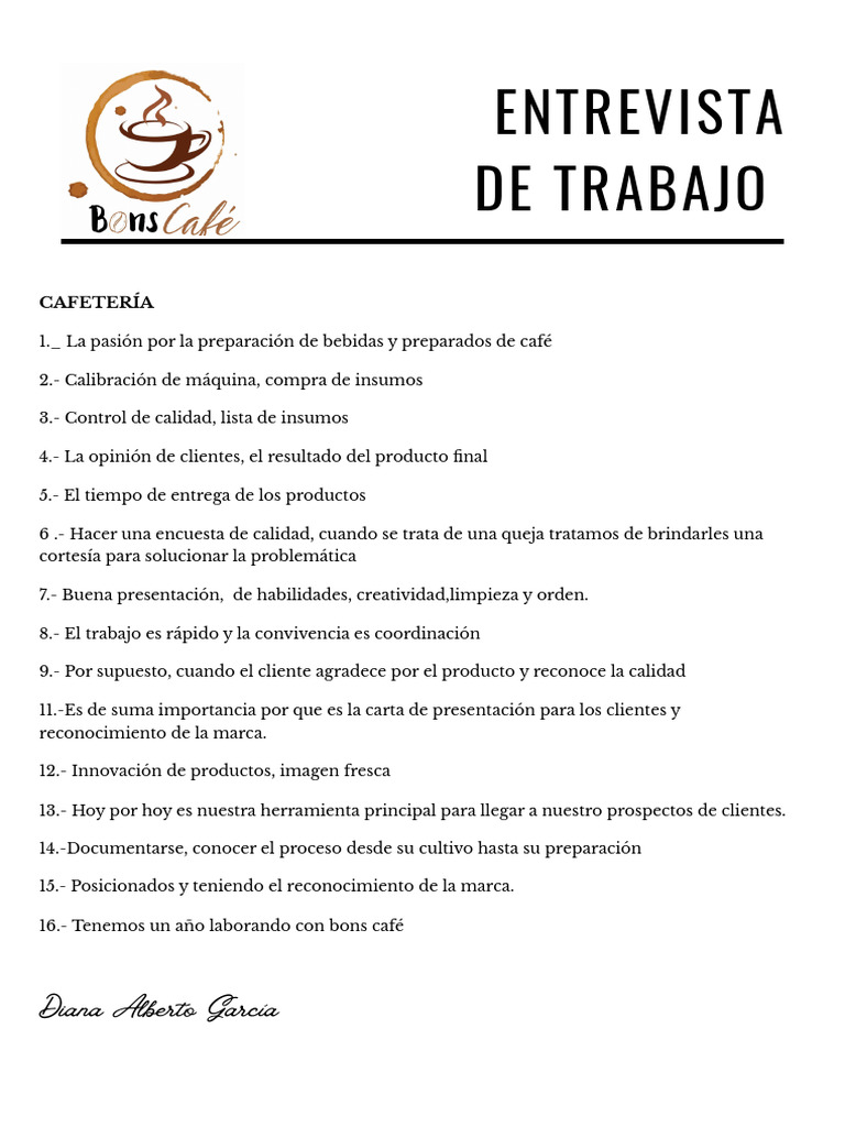 Calidad y Pasión en Cafetería | PDF
