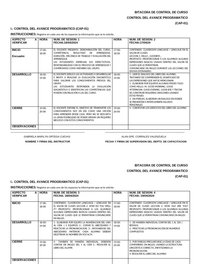 BITACORA ICATSIN CHOIX-- INGLES | PDF | Evaluación | Lingüística