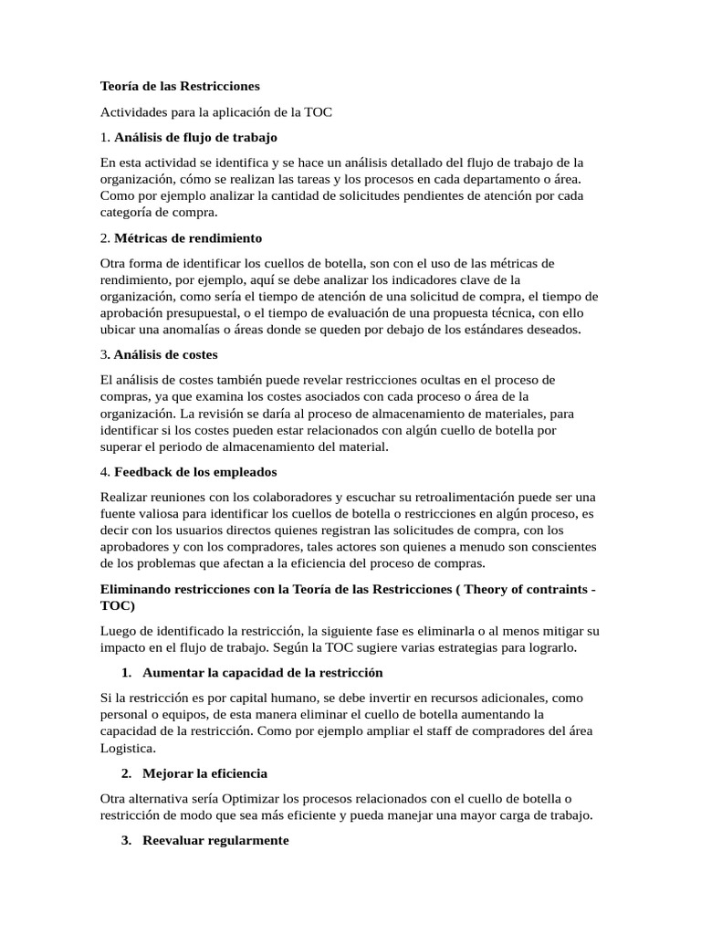 Teoría de Las Restricciones | PDF