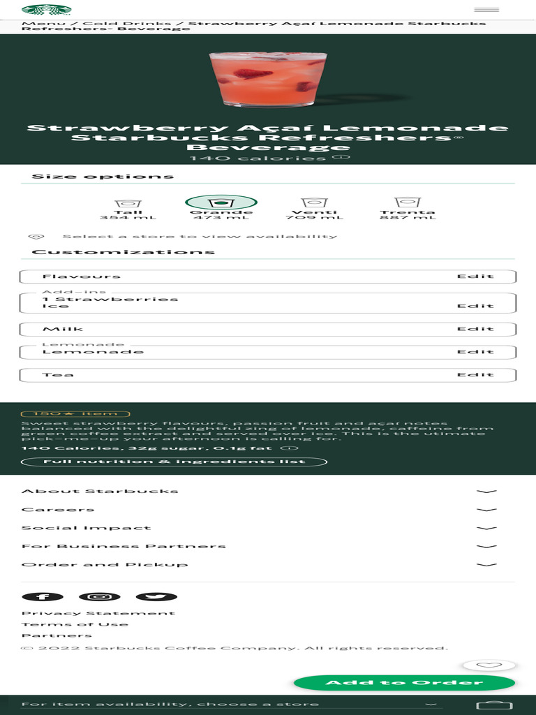 Menu Starbucks Coffee Company | PDF | Cooking, Food & Wine