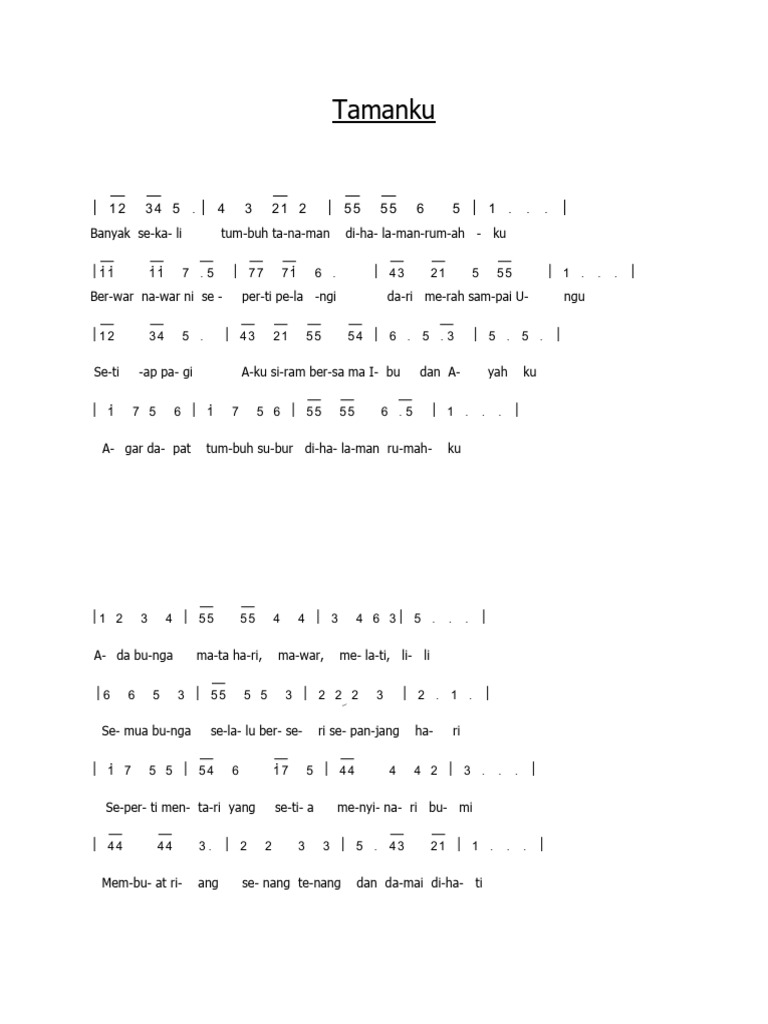 Tamanku (Notasi Angka) | PDF