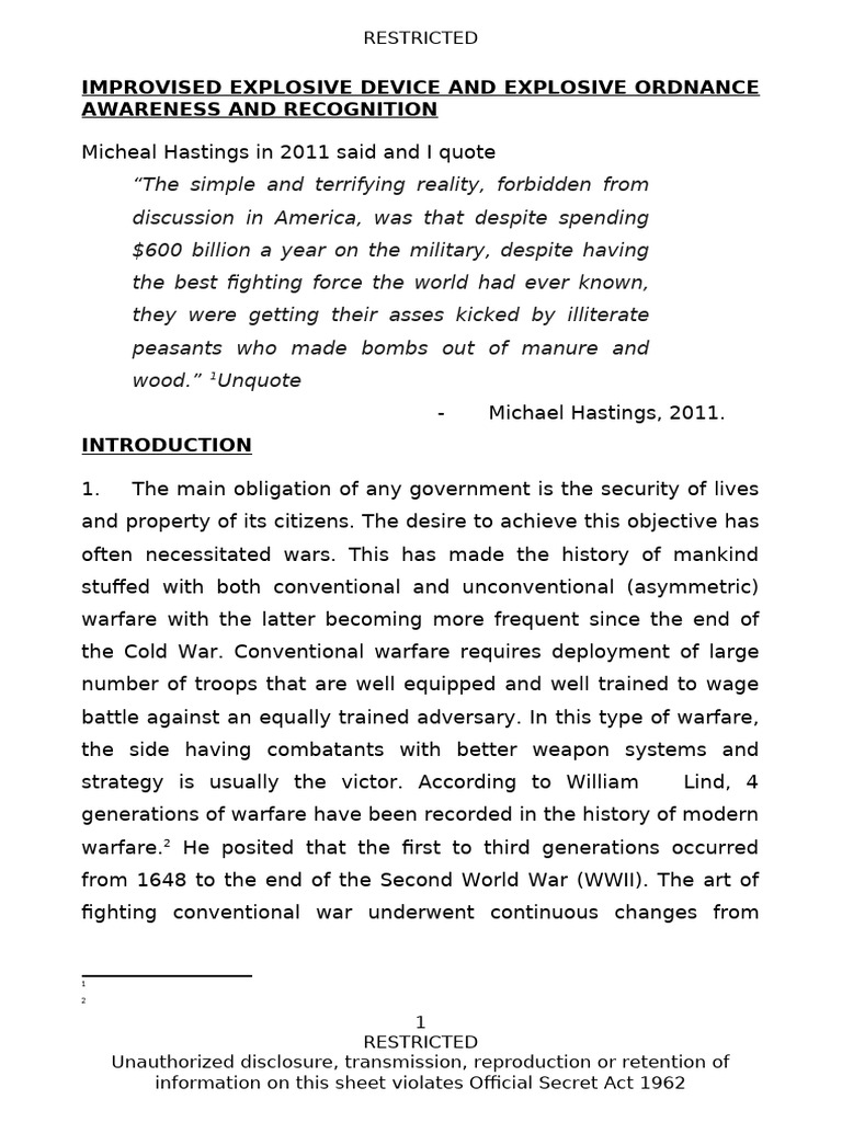 IED Awareness and Recognition Guide | PDF | Improvised Explosive Device ...