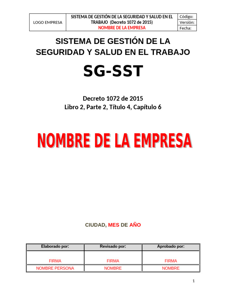 Manual Del SG-SST | PDF