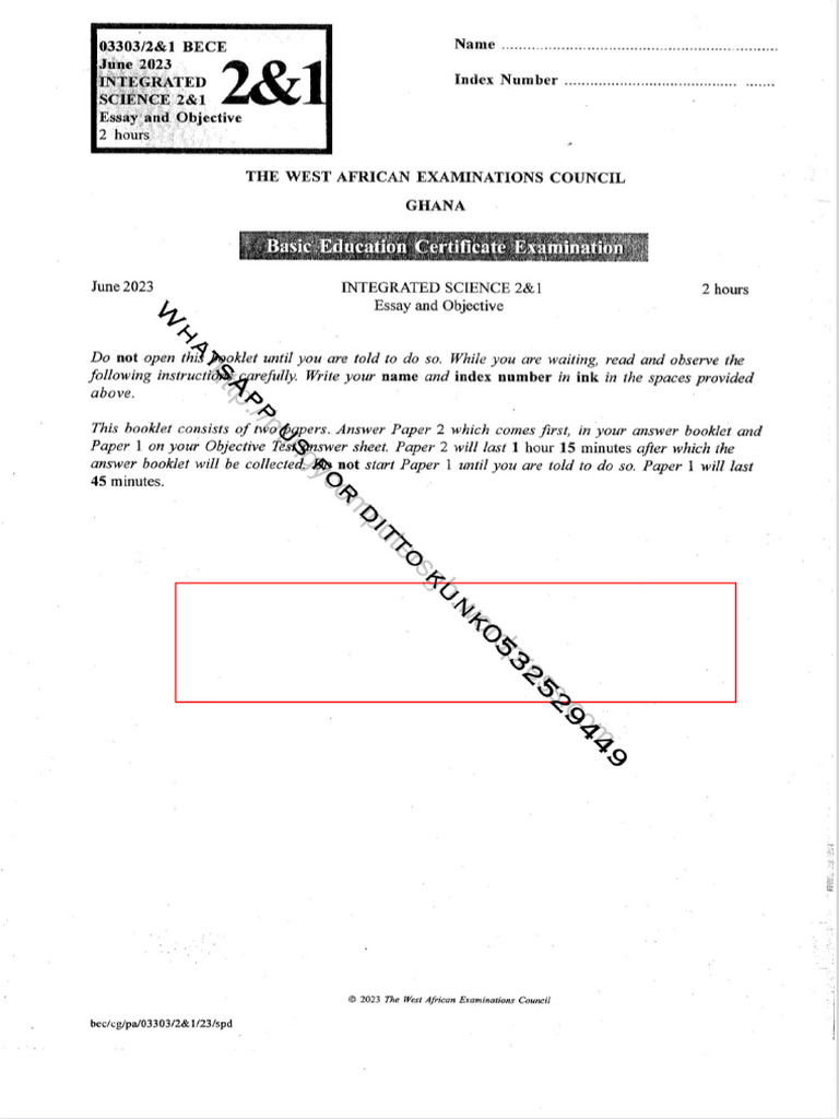 Bece Integrated Science Trial | PDF