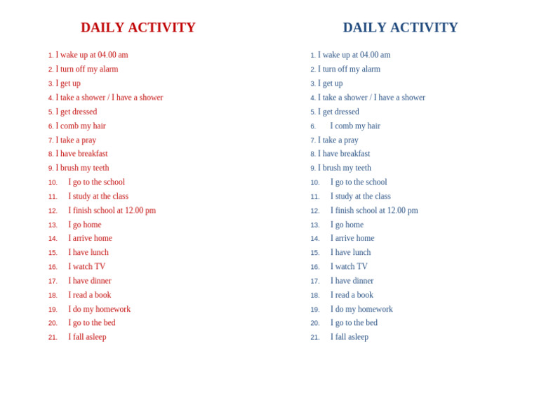 Daily Activity | PDF | Self-Improvement