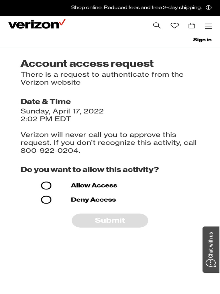 Verizon Account Access Alert | PDF