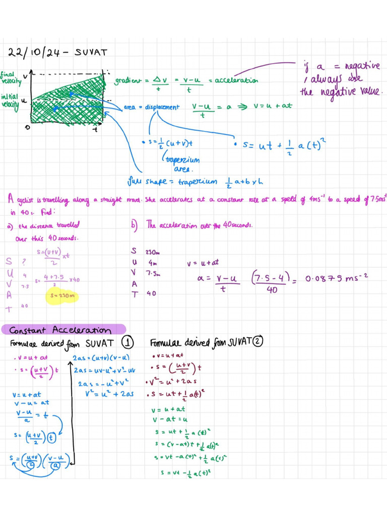 Classwork Suvat 9.3 | PDF