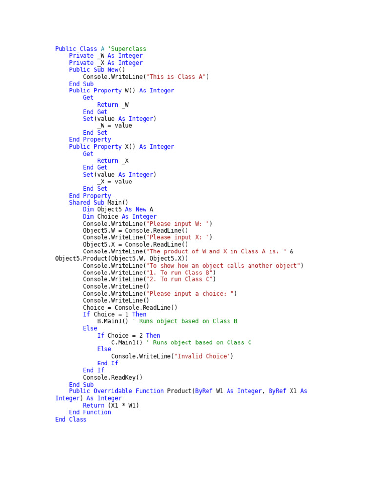 Public Class A [Polymophism] | PDF