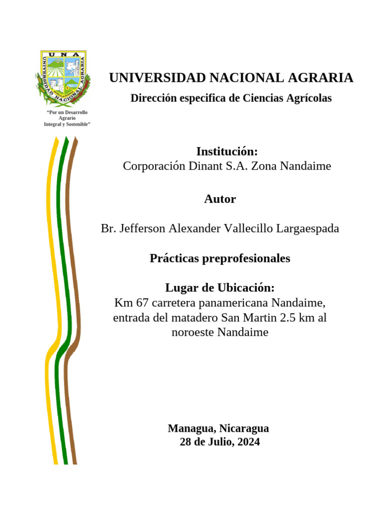 Informe Practica Jefferson Agricola Nandaime, S.A | PDF | Business | Agricultura