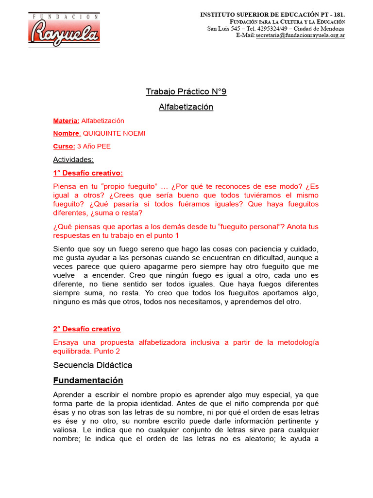 Alfabetizacion Tp.n°9 | PDF | Literatura