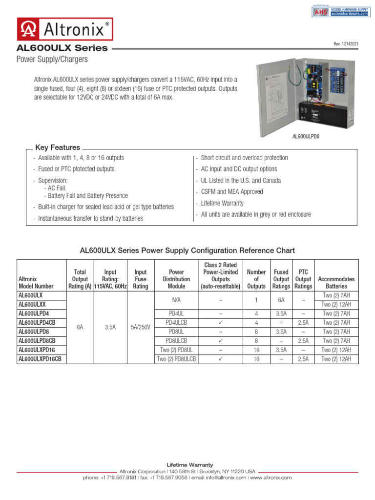 Altronix-AL600ULX-Series-Power-Supply_Charger-Specification-Sheet-1 ...