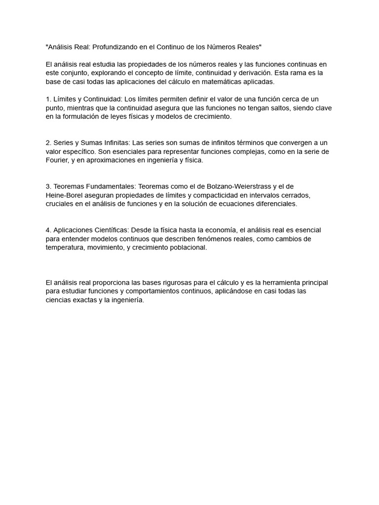 Análisis Real: Fundamentos y Aplicaciones | PDF