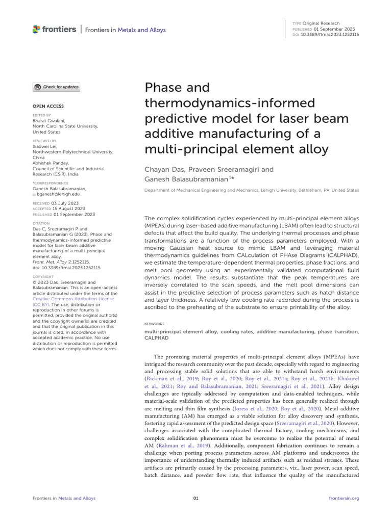 Phase and Thermodynamics-Informed Predictive Model | PDF | Liquids ...