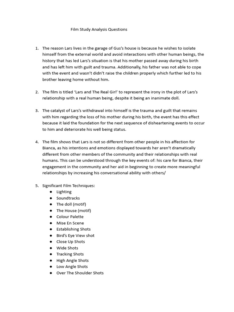 Film Study Homework Questions | PDF | Psychology | Psychological Concepts