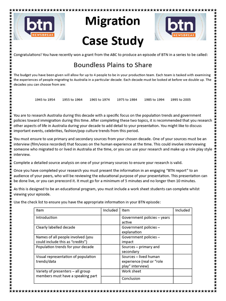 Migration case study instructions | PDF