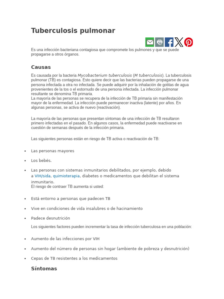 Tuberculosis Pulmonar | PDF | Tuberculosis | Salud pública